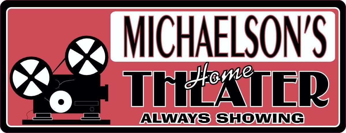 Personalized Antique Film Projector Home Theater Sign: Retro Font| Fun ...