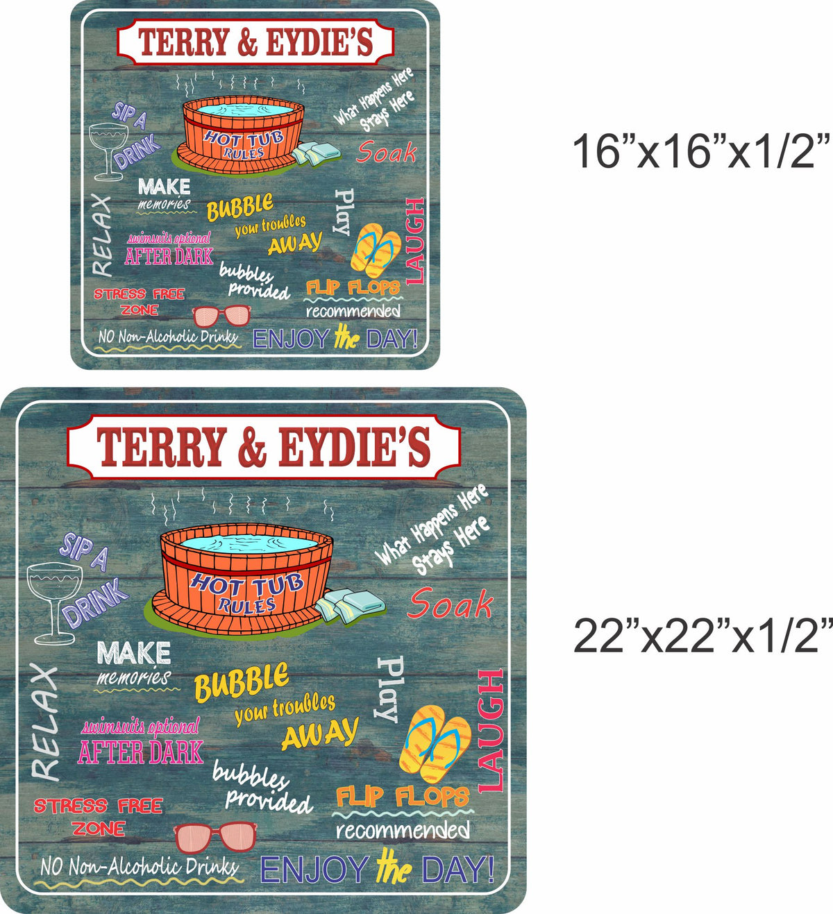 Custom Hot Tub Rules Sign: Personalize with Towel Rack or Cartoon Tub ...