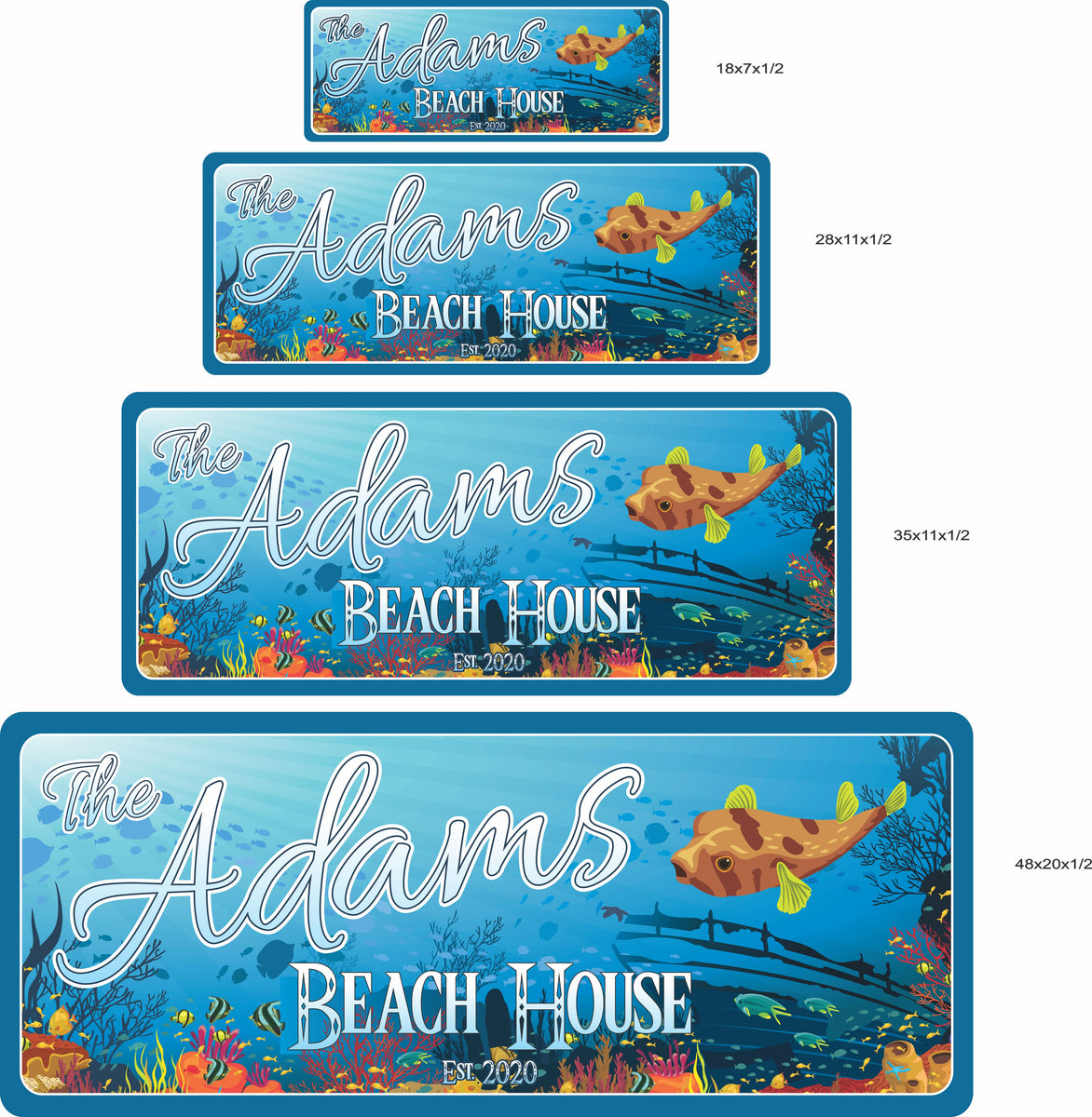 Personalized Beach House Sign: Vibrant Underwater Tropical Scene Decor ...