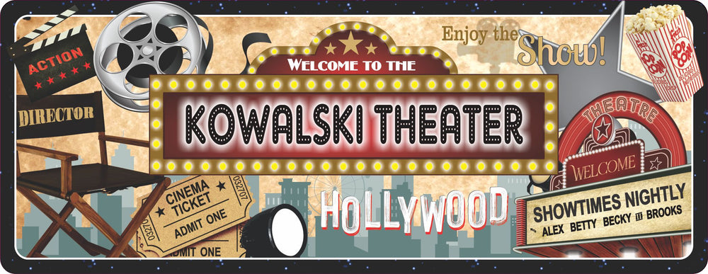 Hollywood Marquee Home Cinema Sign| Personalized Home Theater Signs ...