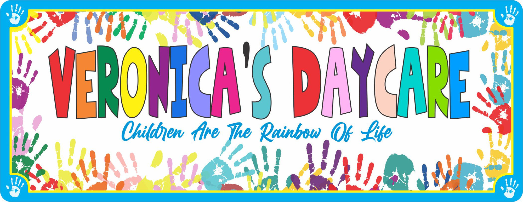 Rainbow Handprints: Personalized Daycare & Preschool Sign| Fun Sign Factory