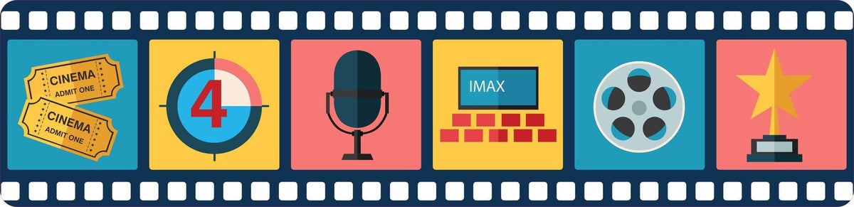 Film Cell Strip Home Movie Theater Sign: Colorful Cinema Icons| Fun ...