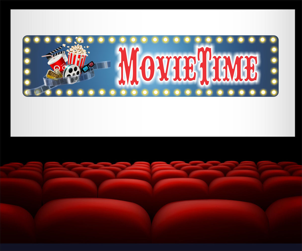 Movie Time Cinema Sign | Home Theater Sign| Fun Sign Factory