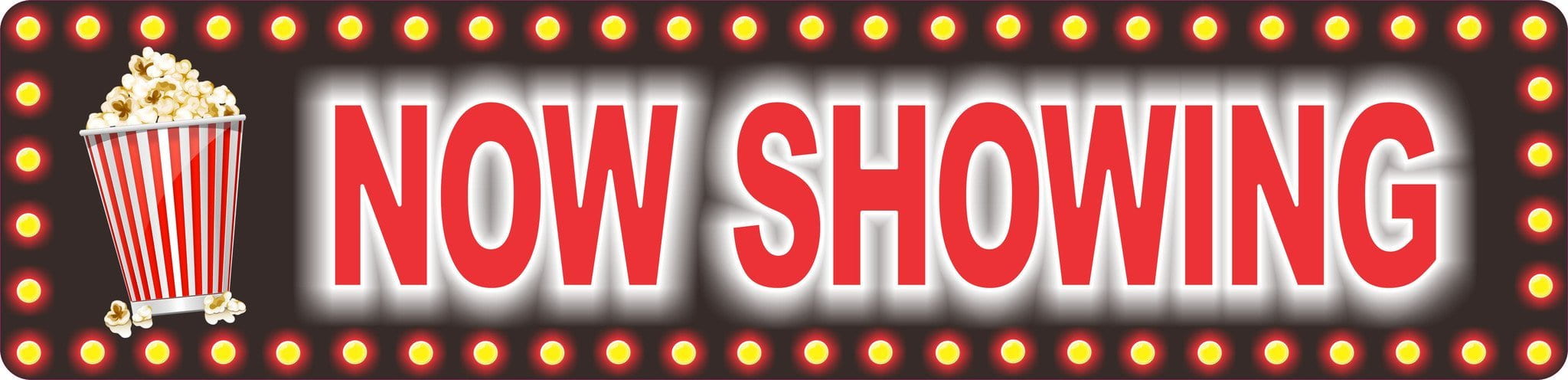 Aluminum Now Showing Sign - Popcorn or Movie Reel Option| Fun Sign Factory