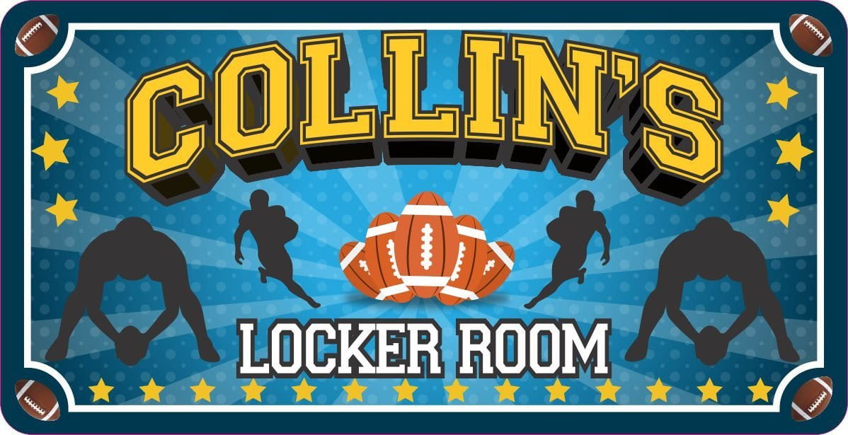 Kid's Football Locker Room Sign: Player Silhouettes| Fun Sign Factory